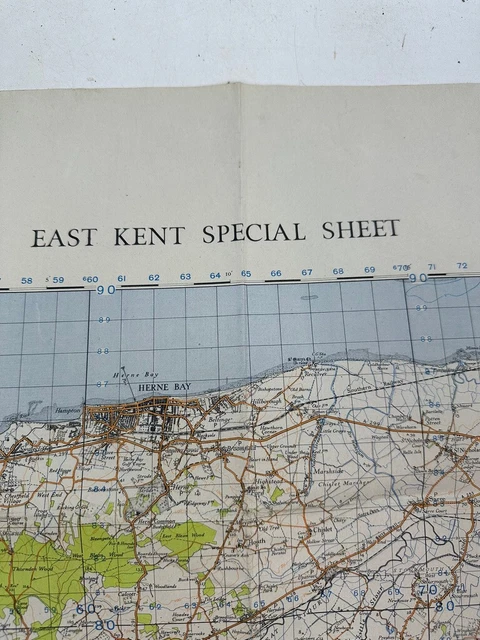 ORIGINAL WW2 BRITISH Army OS Map of England - War Office - East Kent ...