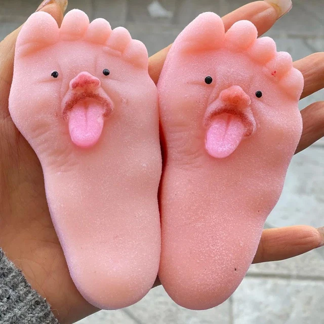 +TONGUE STICKING OUT Big Feet Toys Novel Soft Toy Stress Relief Toys £5 ...