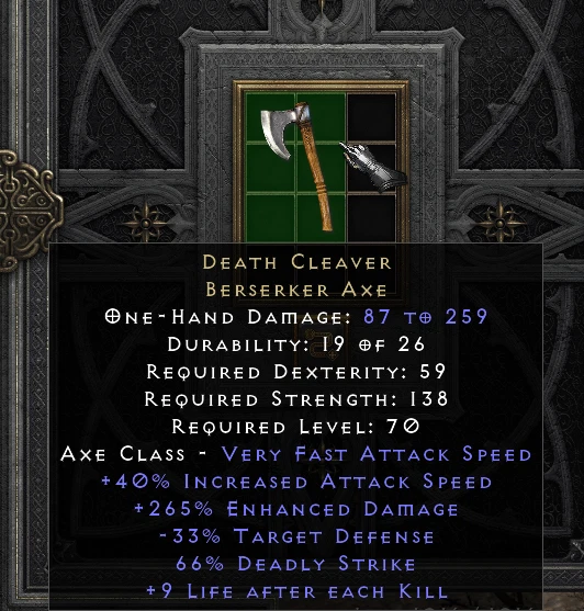 DIABLO 2: RESURRECTED Death Cleaver Berserker Haxe échelle Softcore D2R ...