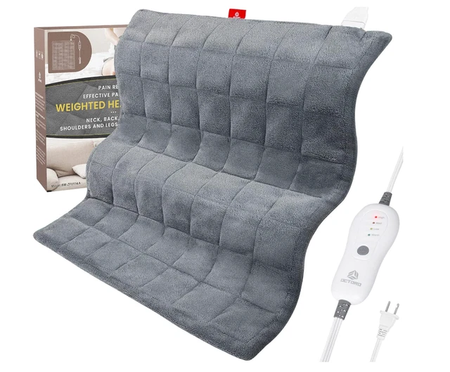 OCTORO LARGE WEIGHTED Heating Pad 3.4 LB 4 Heating Levels w Moist ...