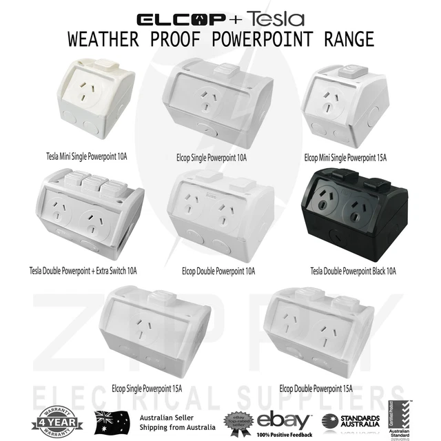 WEATHERPROOF POWERPOINT RANGE(SINGLE,DOUBLE Powerpoints, 10A&15A, Mini ...