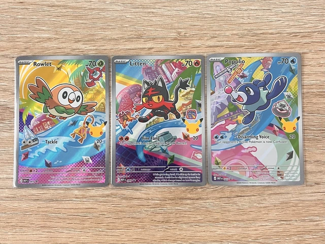 POKÉMON - FIRST Partner Illustration Collection 🔥 Rowlet Litten Popplio ...
