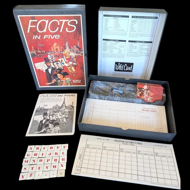 VINTAGE 1967 FACTS IN FIVE 3M BOOKSHELF Board Game Complete Light Shelf ...