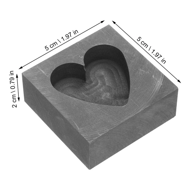 5 COUNT HEART Shaped Graphite Mold Ingot Refining Scrap Casting Molds ...