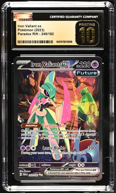 CGC 10 PRISTINE Iron Valiant ex 249/182 Paradox Rift SIR Pokemon Card ...