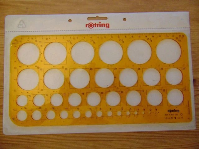 ROTRING ART R 840 632 Drawing Circle Template From 1.0mm To 36mm Made ...