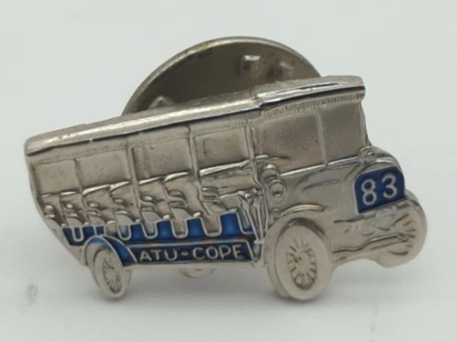 1983 ATU-COPE TRANSIT Union TRUCK Metal Enamel LAPEL Pin MADE BY LU ...