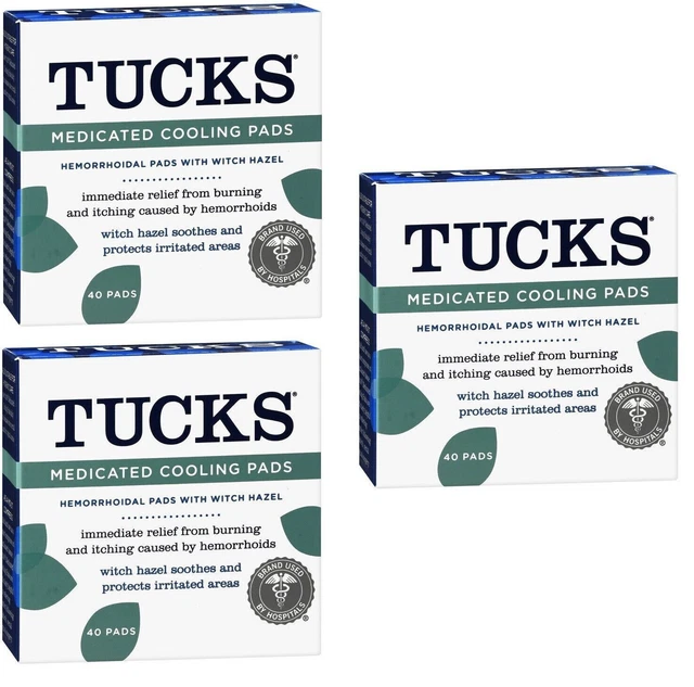 TUCKS MEDICATED COOLING Hemorrhoidal Pads 40 count X 3 Packs £28.86 ...