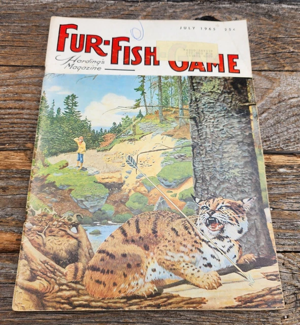 VINTAGE FUR FISH Game Magazine July 1965 - Archery Bobcat On Cover ...