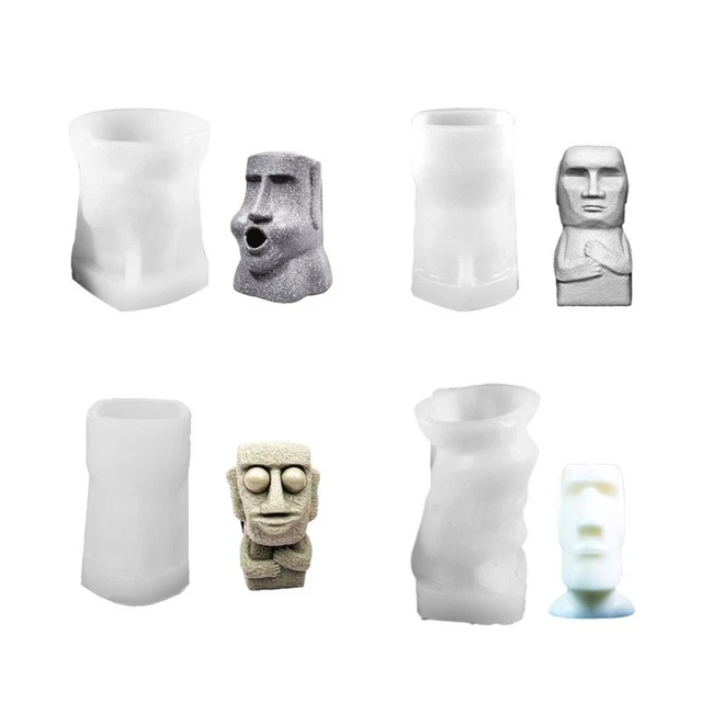 SILICONE MAKING MOLD 3D Moai Statue Resin Epoxy Molds DIY Craft Moulds ...