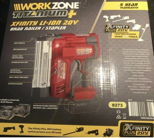 BRAD NAILER / Stapler Nail Gun Cordless Xfinity 20v Workzone Skin Only ...