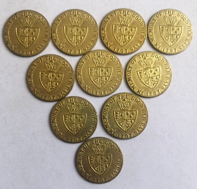 ANTIQUE PLAYING CARDS Gaming Tokens Jetons X10 Guinea Size Milled Edge ...