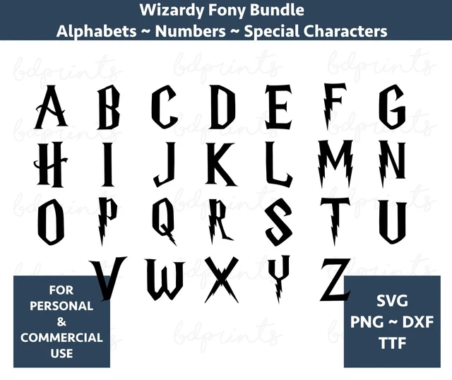 POLICE HARRY POTTER SVG, police magique, SVG, DXF, PNG, Cricut, Ttf ...