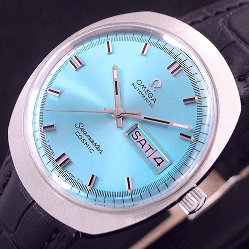 VINTAGE OMEGA SEAMASTER Cosmic Automatic Sky Blue Dial Day&Date Men's ...