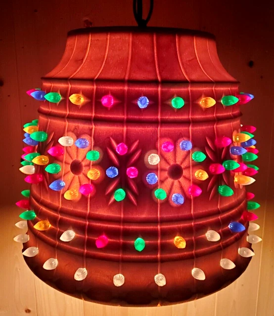 VINTAGE RETRO COLORFUL Plastic Swag Lamp Party Tiki Light Works Mid ...