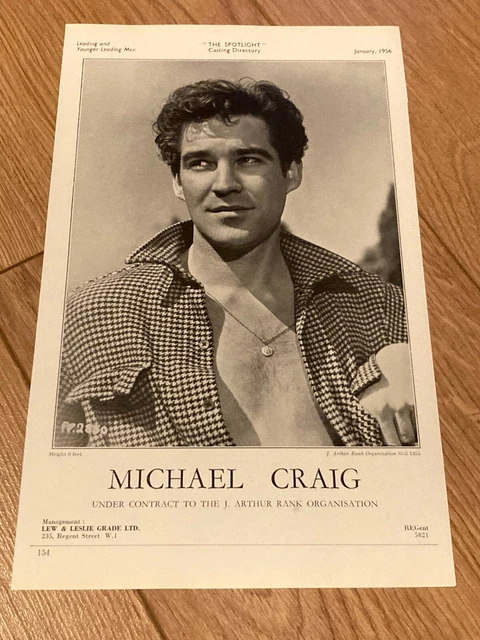 MICHAEL CRAIG AND Robert Coote - rare original 1955 acting agency z ...