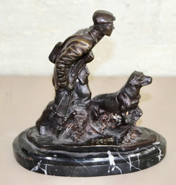 PIERRE JULES MENE~ Scultura rara e squisita di cane da caccia, pistola ...