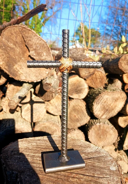 WELDED REBAR STEEL Metal Cross Home Decor Christian Cross Handmade ...