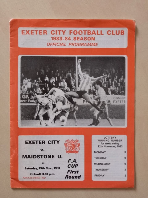 EXETER CITY V Maidstone United, F.A. Cup, 1983/4 £2.79 - PicClick UK