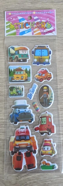 ROBOCAR POLI CHARACTER Stickers Korean Cartoon Reward Chart Puffy 3D ...
