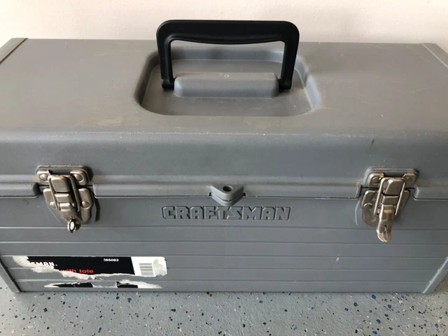 VINTAGE GRAY CRAFTSMAN Plastic Tool Box with Tray 65083 20"x 9" x 8.5 ...