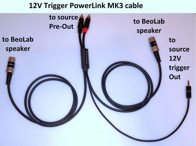 POWERLINK MK3 12V& Audio Trigger splitter Cable B&O BeoLab 2, 3,7, 10 ...