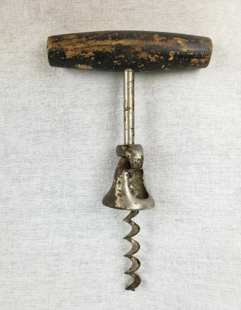 VINTAGE FRENCH WOOD Handle Retro Spring Wine Bottle Corkscrew Wine ...