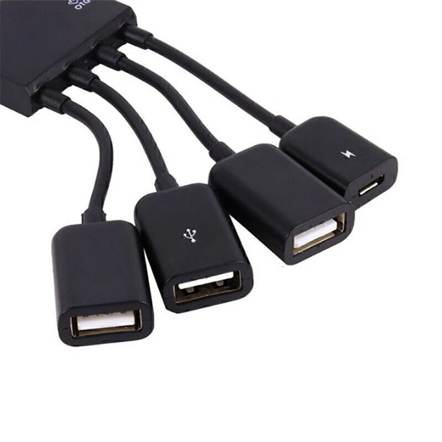 MICRO USB HUB Adaptor with Power Powered Charging OTG Host Cable Cord ...