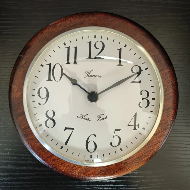 VINTAGE HANSON ARDEN Forest British Wall Clock Wood - Working (Battery ...