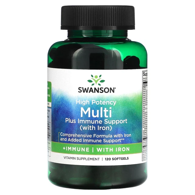 SWANSON, MULTI PLUS Immune Support with Iron, High Potency, 120 ...