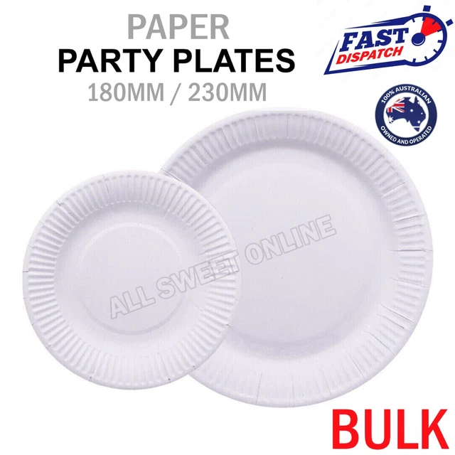 PARTY WHITE PAPER Dinner Plates 180mm 230mm Catering Picnic Eco Round ...