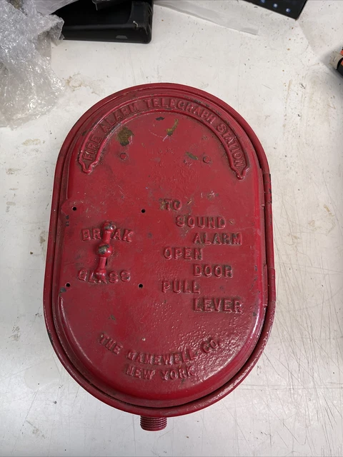 RARE EARLY ANTIQUE Oval Fire Alarm Telegraph Station GAME WELL HEAVY ...