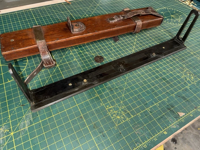 WW1/2 ARTILLERY/MACHINE GUN plotting tool Blacked brass with wood ...