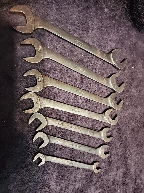 VINTAGE 7 PC SAE Four-Way Angle Head Open-End Wrench Set 3/8"–7/8" Gvs ...