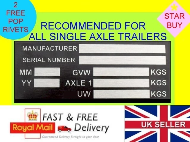 TRAILER WEIGHT PLATE SINGLE AXLE Camping trailer Tent Chassis Plates ...