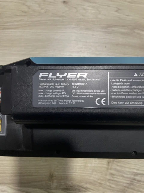 FLYER FLY-01 - 10INR19/66-5 E-Bike Akku 16.75Ah / 36V / 630Wh SIB EUR ...