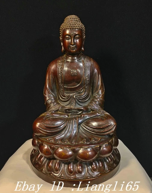 12.2''OLD TIBET BUDDHISMUS Bronze Shakyamuni Sakyamuni Amitabha Buddha Statue EUR 269,00 ...