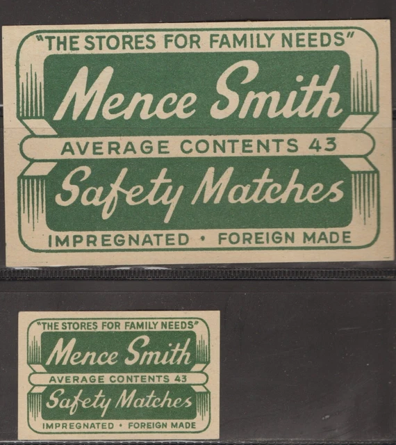 MATCHBOX LABELS CZECHOSLOVAKIA-MENCE Smith x2 different, export to UK ...