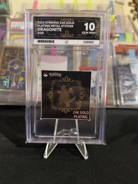POKEMON DRAGONITE 24K Gold Plated Sticker Korean Striking Popping Candy ...
