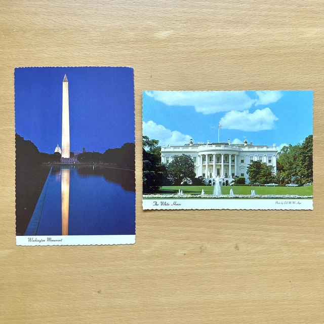 VINTAGE WHITE HOUSE Washington Monument DC Landmarks 2 Scalloped ...