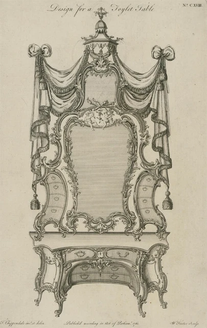 THOMAS CHIPPENDALE - 18th Century Engraving, Chippendale Table Design £ ...