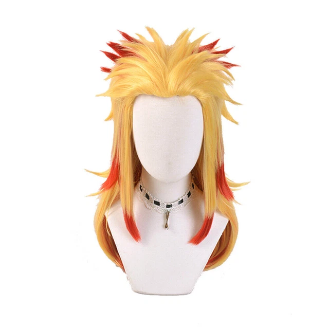 FOR DEMON SLAYER Kimetsu no Yaiba Rengoku Kyoujurou Cosplay Wigs ...