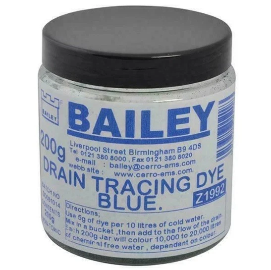 BAILEY BROTHERS DRAIN Tracing Dye 200g Jar in BLUE. BNWT ! £13.95 ...