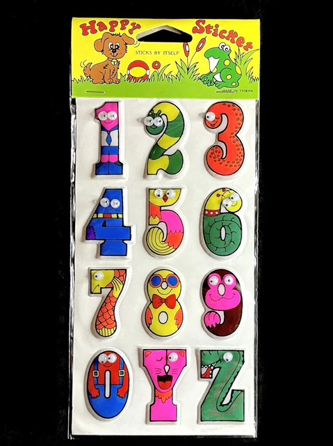 VINTAGE STICKERS PUFFY Googly Eyes Numbers Letters Nice New Sealed ...