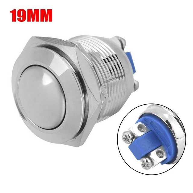 HEAVY DUTY 19MM Stainless Steel Push Button Switch Waterproof and Long ...