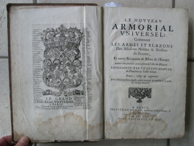 LE CELLYER : LE NOUVEAU ARMORIAL UNIVERSEL, 1662. 198 planches. D'Arlod ...