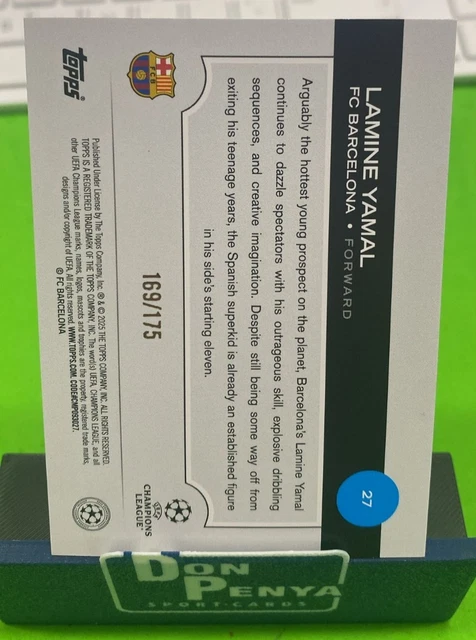 💥 2024-25 TOPPS UEFA FLAGSHIP LAMINE YAMAL #27 YELLOW FOILBOARD /175 ...
