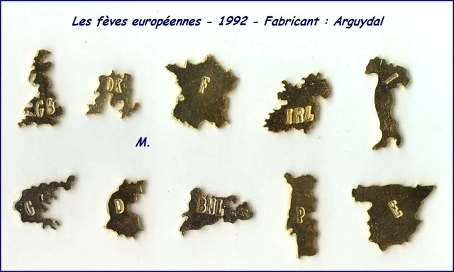 1992 ARGUYDAL LES PAYS DE L'EUROPE FEVE METAL 2D Modèle au CHOIX EUR 2 ...
