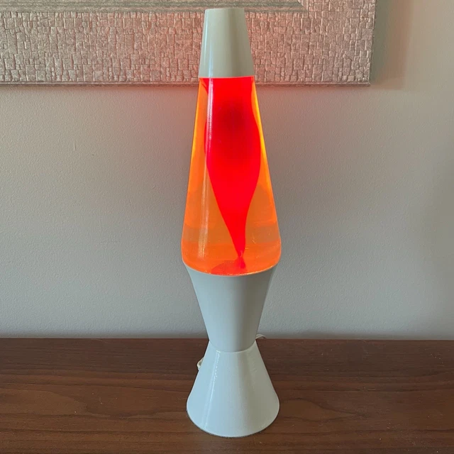 VINTAGE WHITE BASE Lava Lamp Red Wax Orange Liquid Retro Mid Century ...