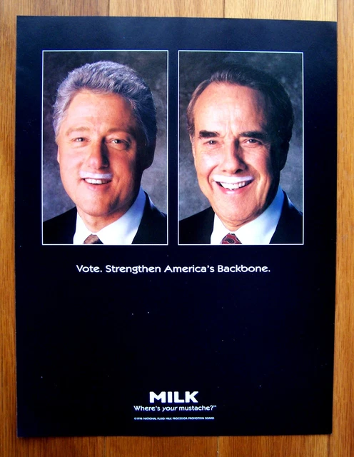 1996 - PRESIDENT Bill Clinton & Robert Dole - Milk Mustache Print Ad ...